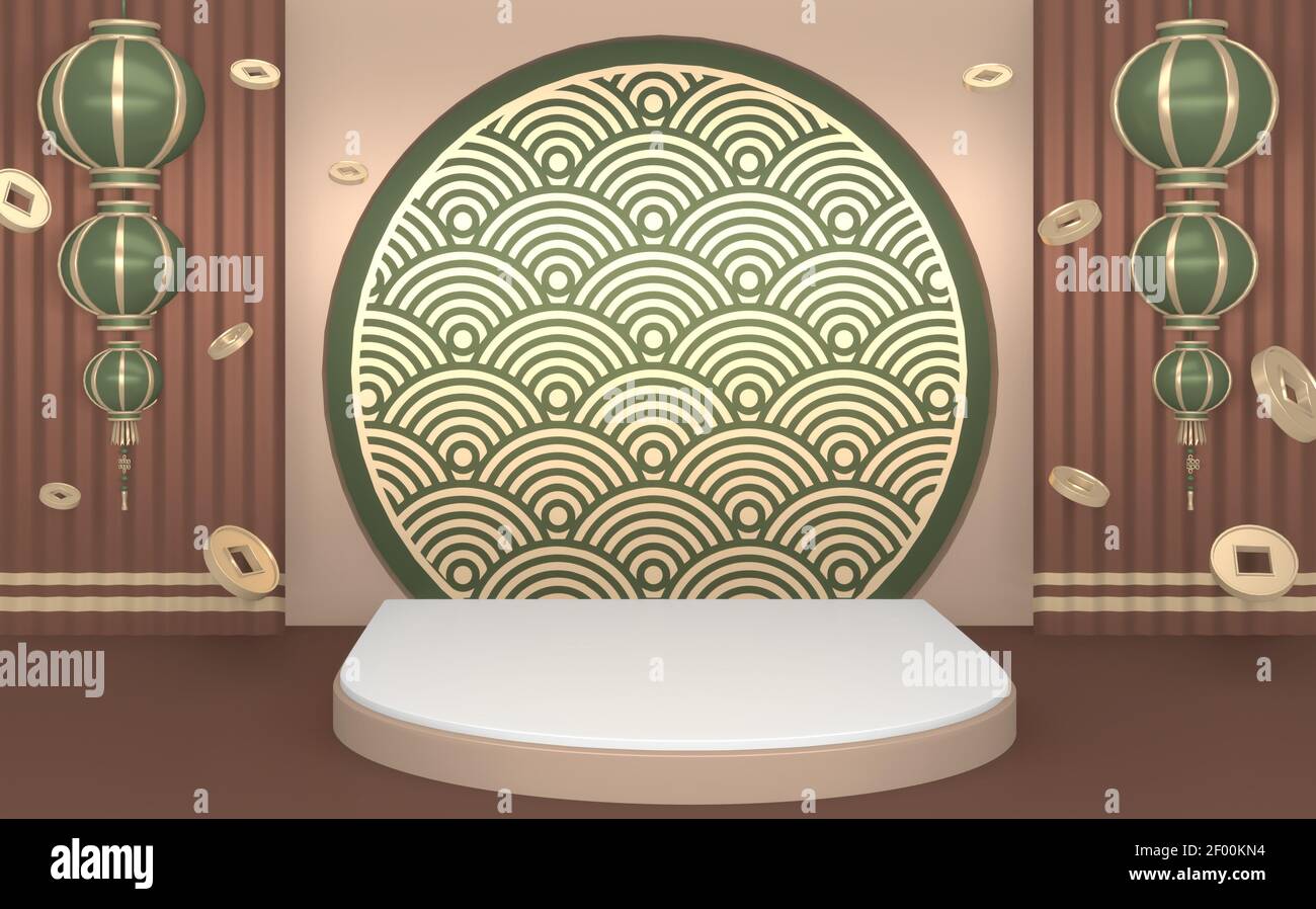 Japanese tone Podium,minimal podium geometric .3D rendering Stock Photo ...