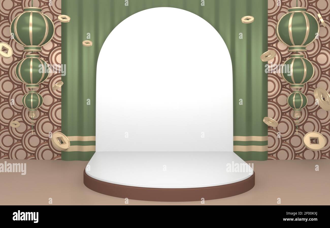 Japanese tone Podium,minimal podium geometric .3D rendering Stock Photo ...