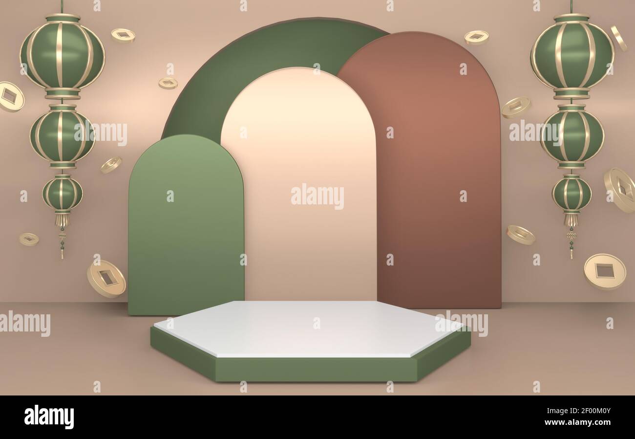 Japanese tone Podium,minimal podium geometric .3D rendering Stock Photo ...