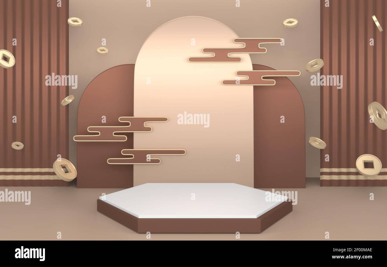 Japanese tone Podium,minimal podium geometric .3D rendering Stock Photo ...