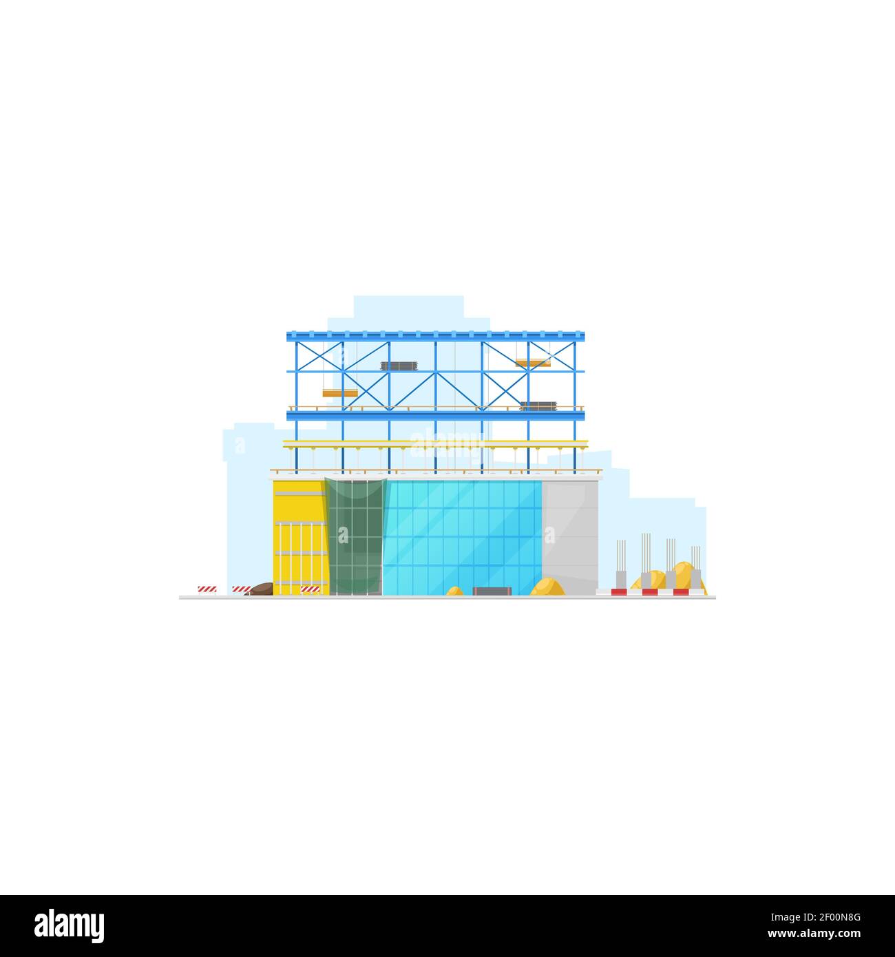 House construction site, store warehouse or office building isolated ...