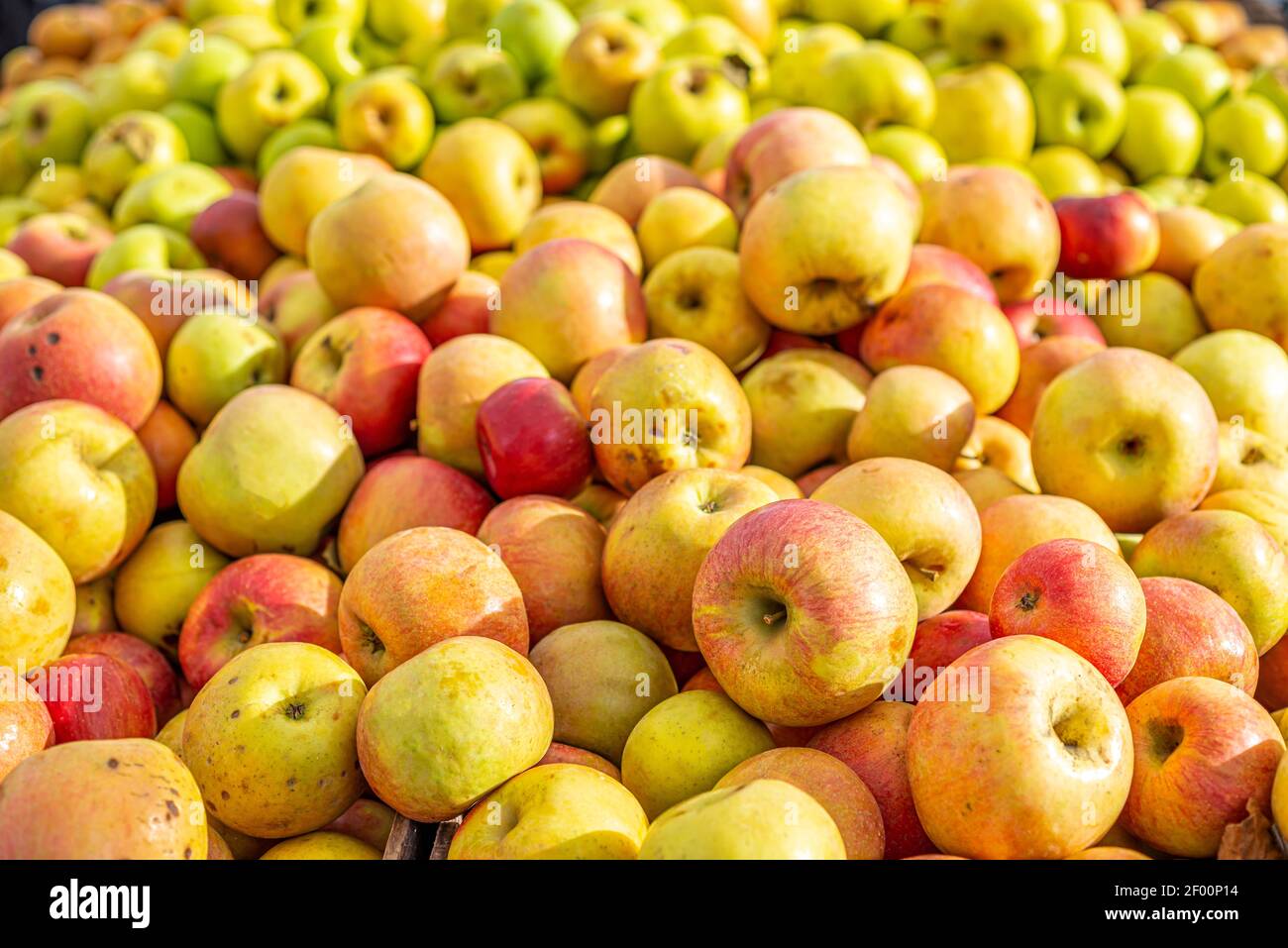 Large quality of apples in selling area Stock Photo - Alamy