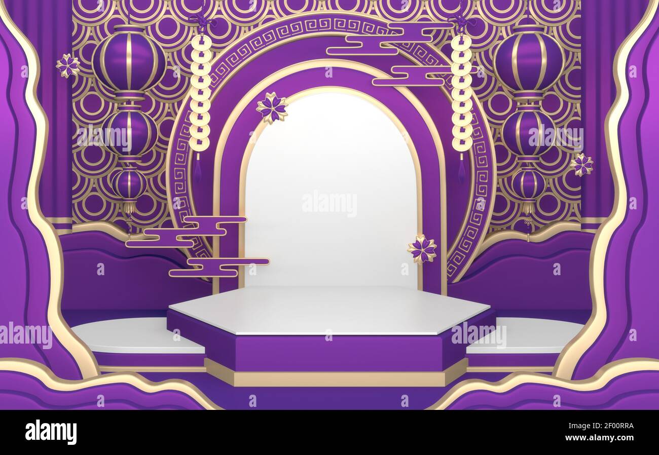 Japanese podium, Purple podium geometric for Product presentation. 3D ...