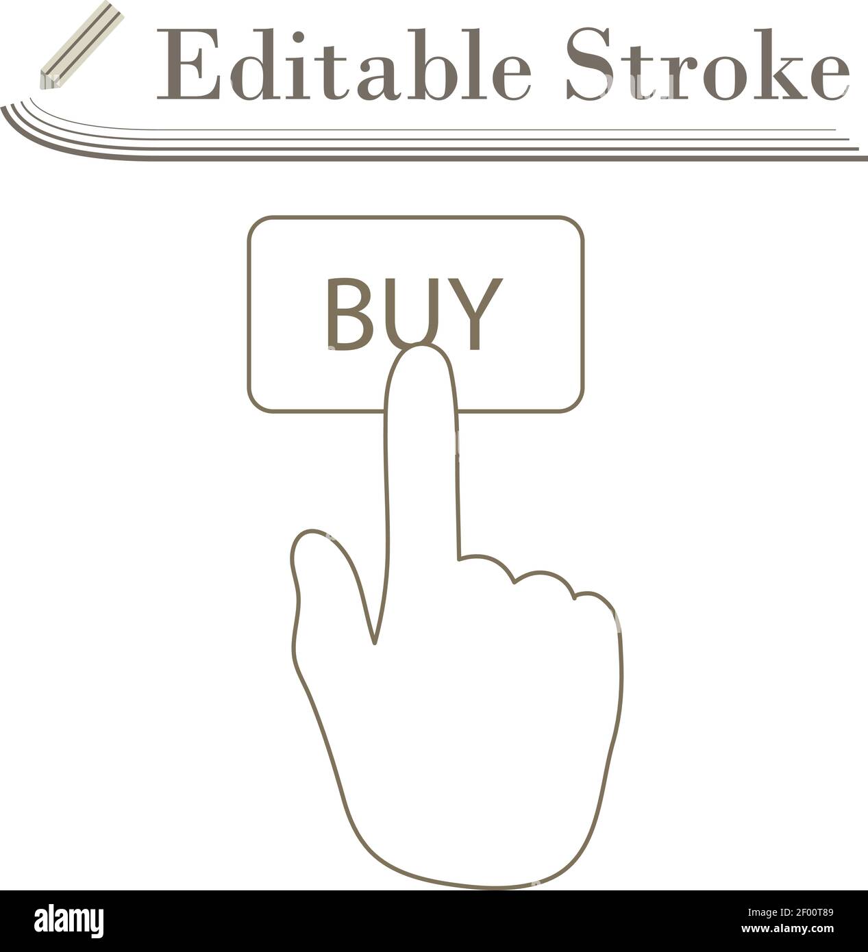 Finger Push The Buy Button Icon. Editable Stroke Simple Design. Vector ...