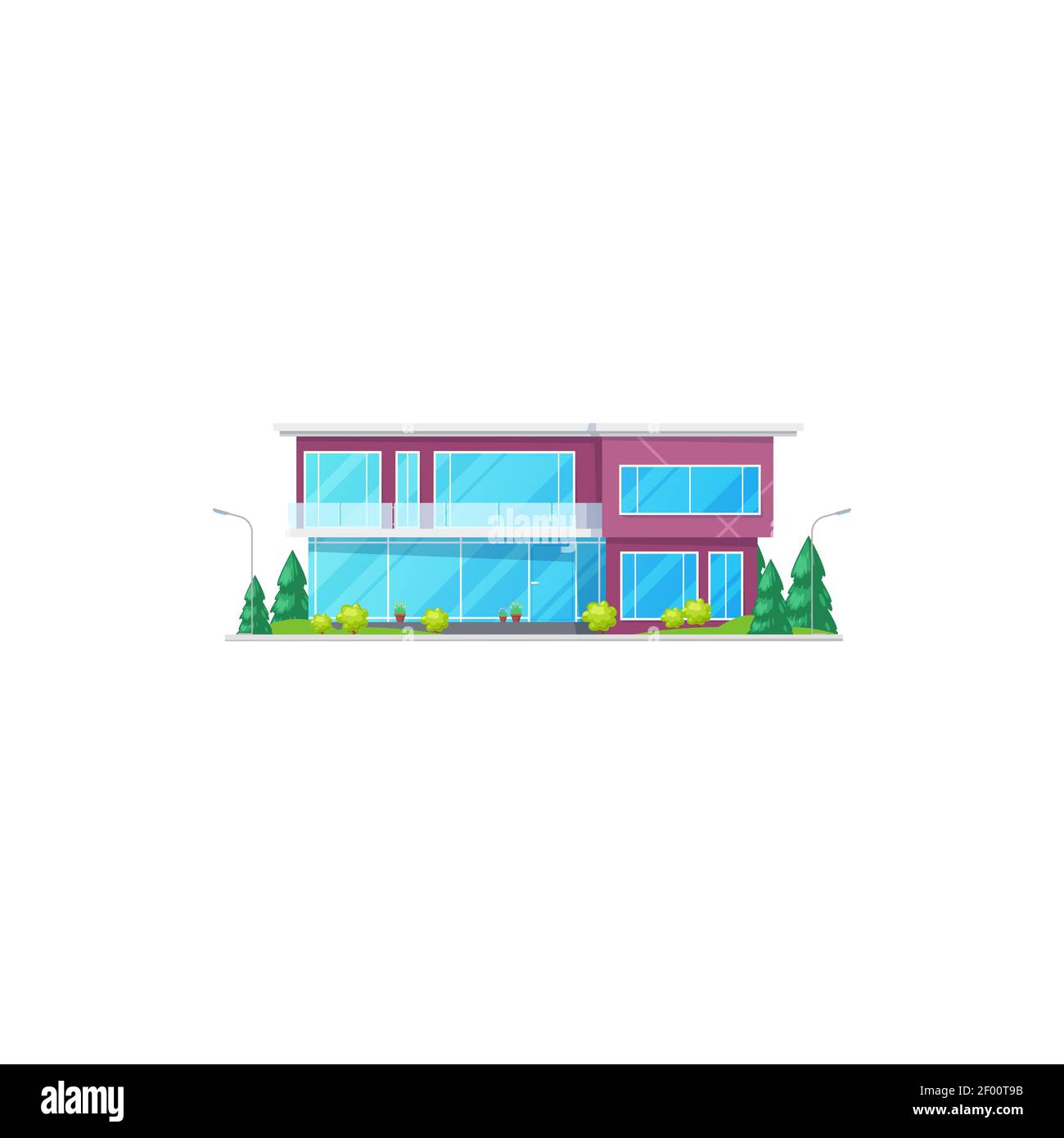 House exterior with balcony veranda, panoramic windows and green ...