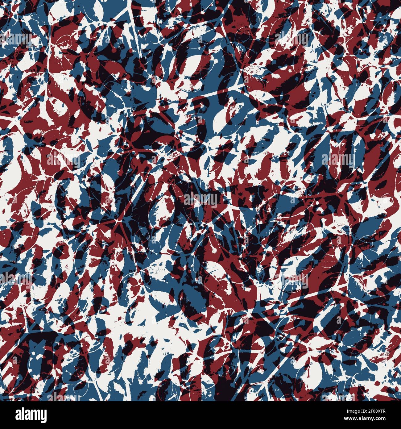 Seamless leaf pattern in red blue black white Stock Photo - Alamy