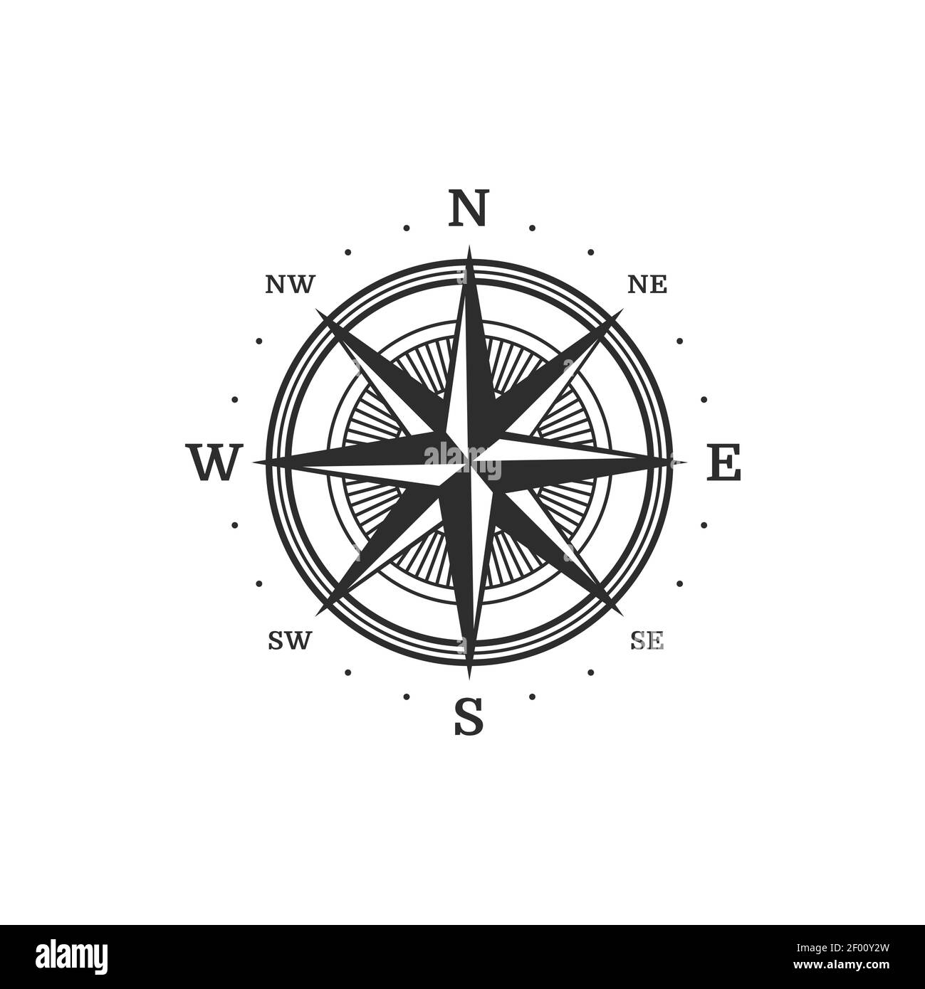 Compass in retro style with north, east, south and west sides isolated ...