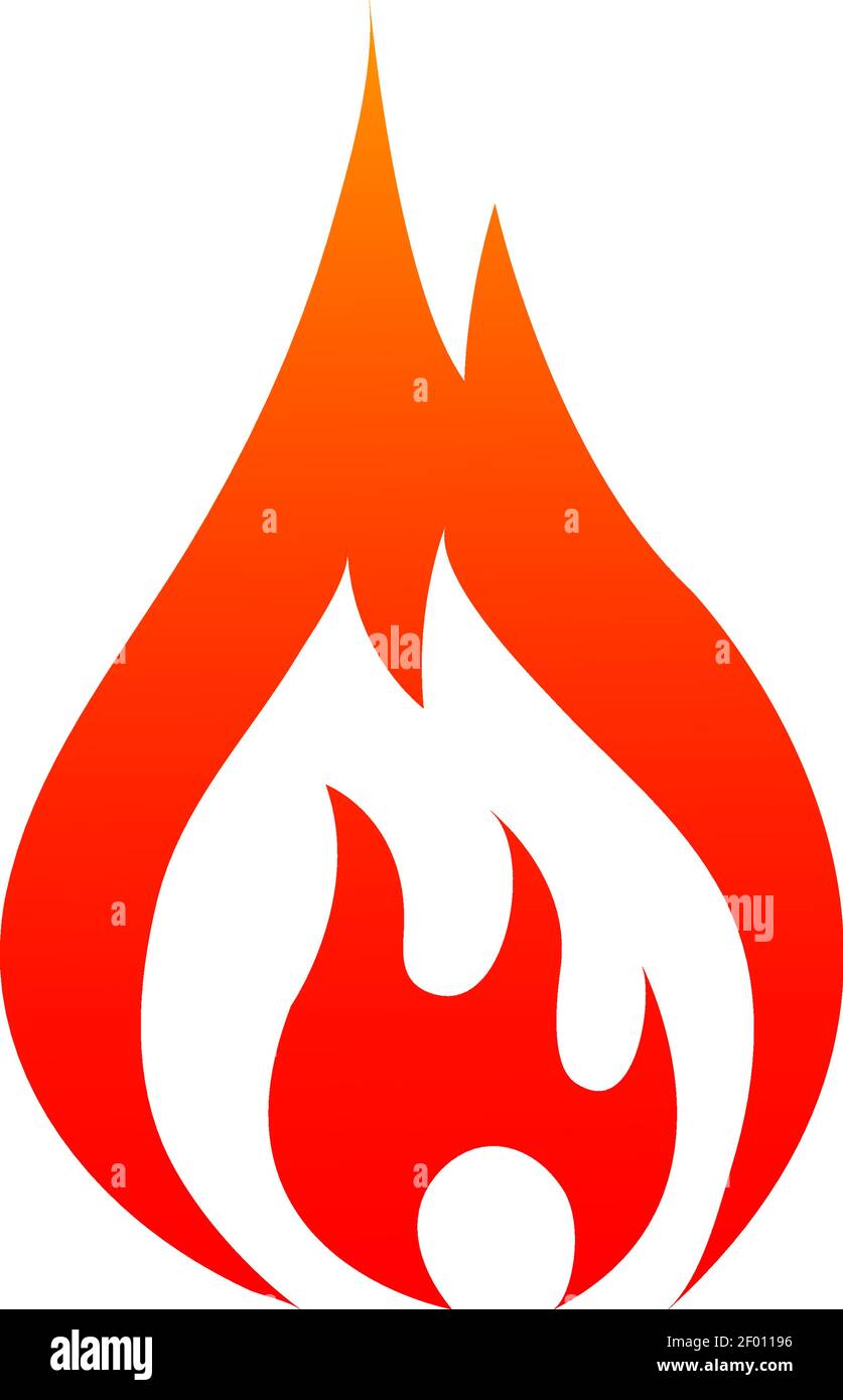 Flaming fire isolated icon. Vector burning bonfire or campfire, hot ...
