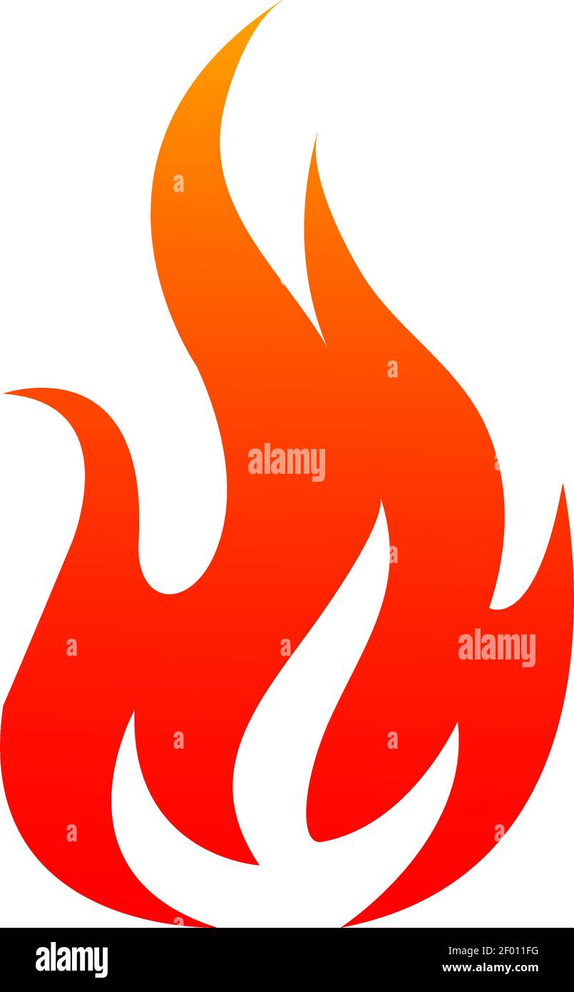 Flaming fire isolated icon. Vector burning bonfire or campfire, hot ...