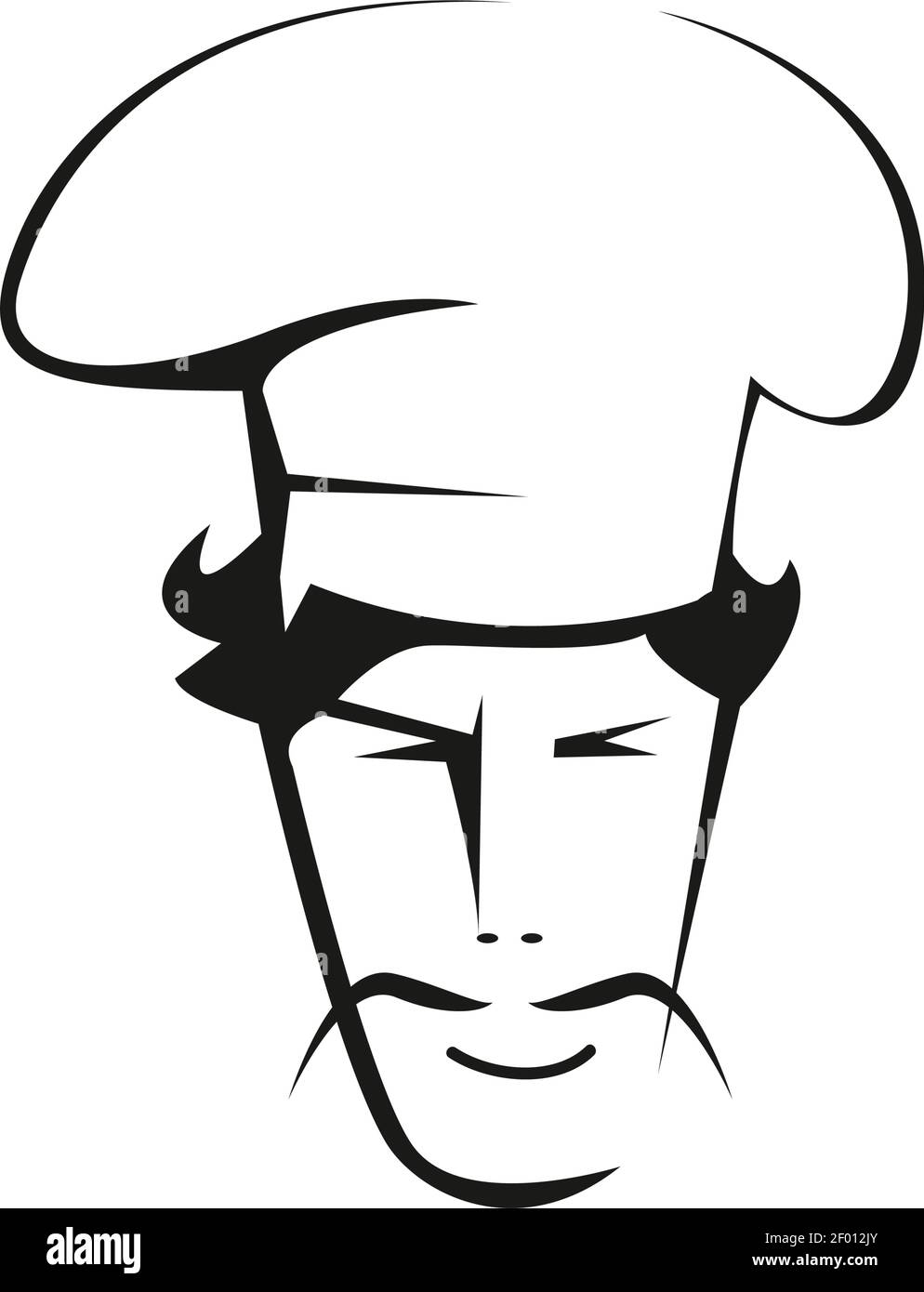 Spanish chef contour vector illustration. Hispanic with thin mustache ...