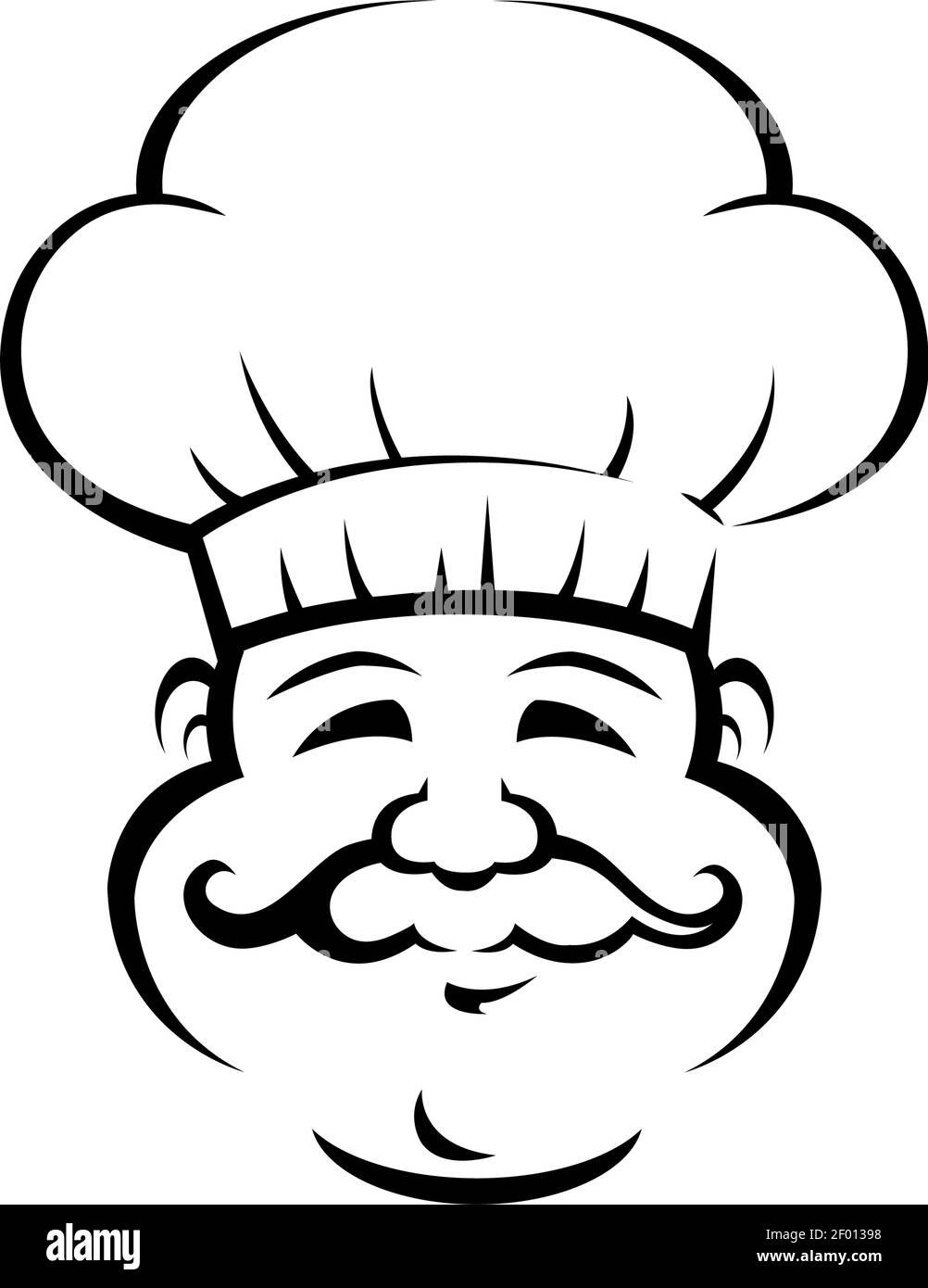 Senior professional chef outline illustration. Gourmet. French, italian ...