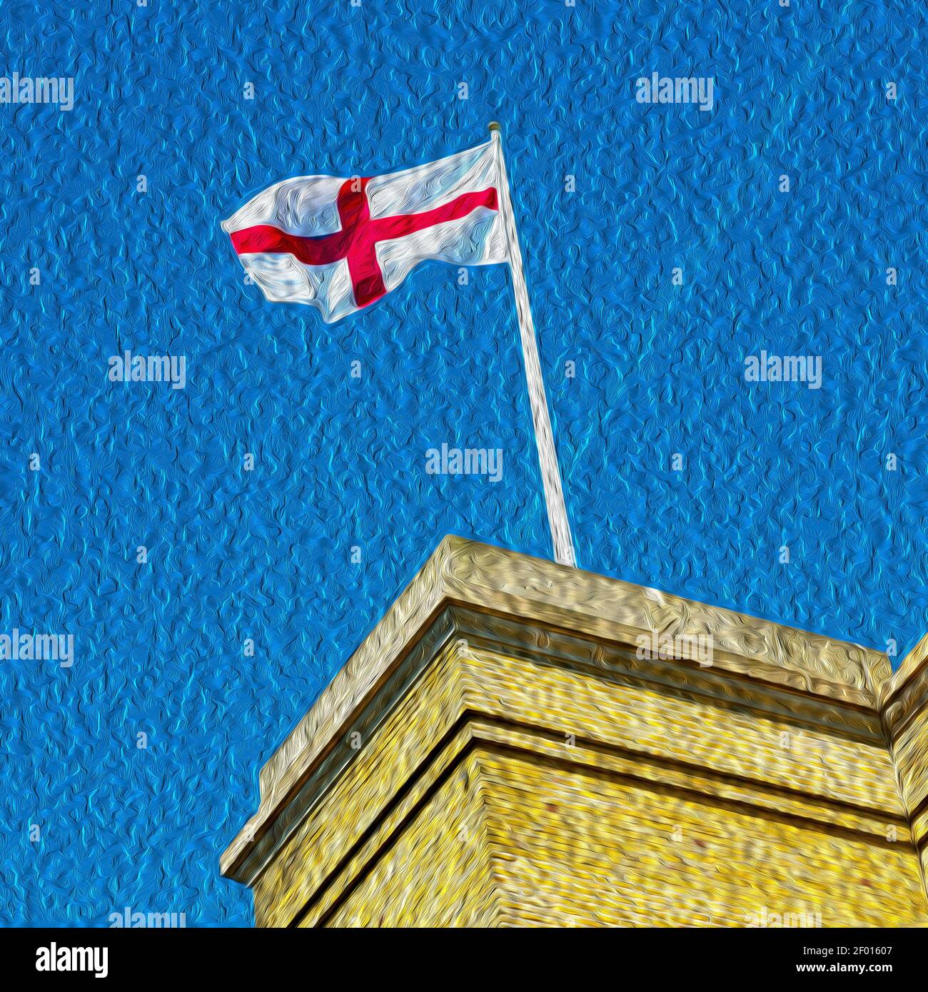 Old english flag in the wall and sky Stock Photo - Alamy