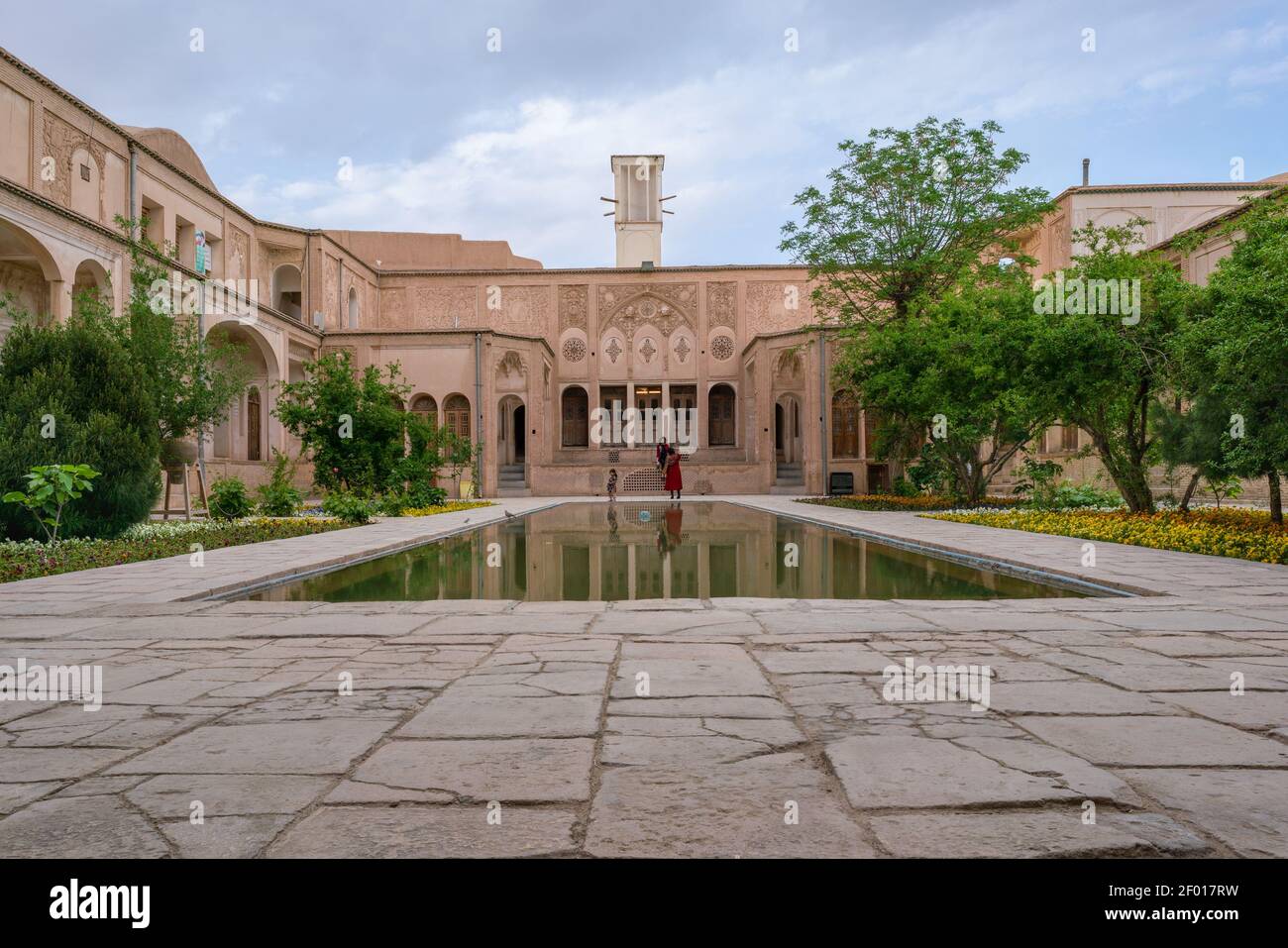 Kashan, Iran - 04.19.2019: Courtyard of richly decorated Borujerdi ...