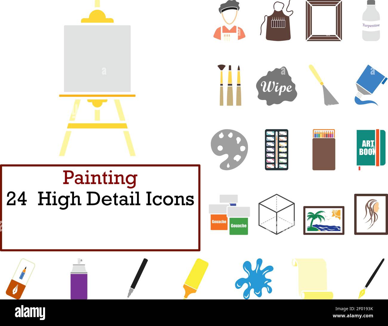 Painting Icon Set. Flat Design. Fully editable vector illustration ...