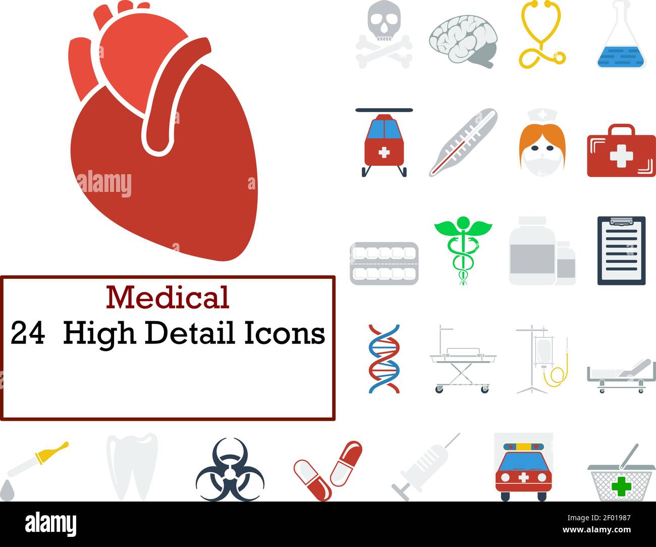 Medical Icon Set. Flat Design. Fully editable vector illustration. Text ...