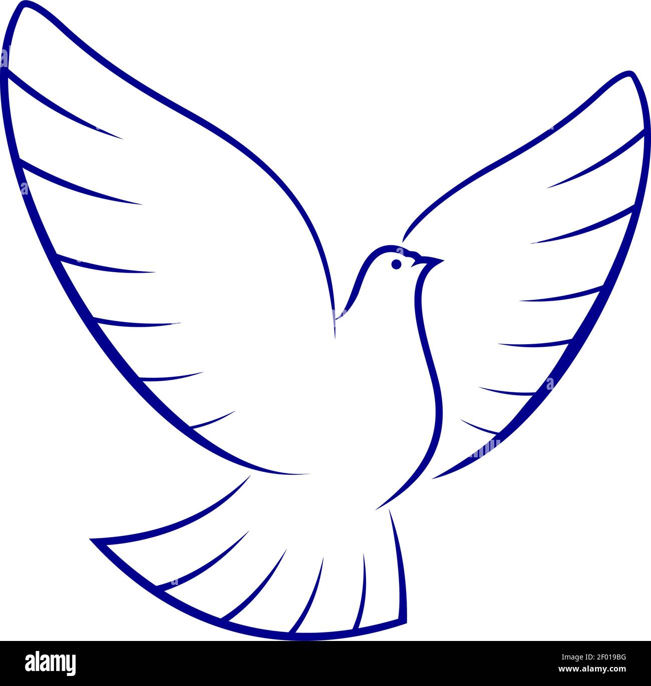 Dove symbol of piece and hope isolated bird. Vector flying pigeon ...