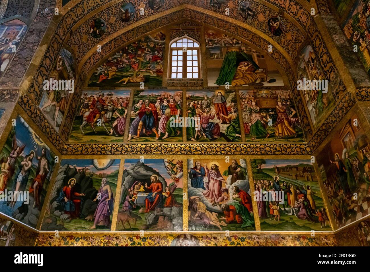 Isfahan, Iran - 04.19.2019: Richly decorated interior of armenian ...