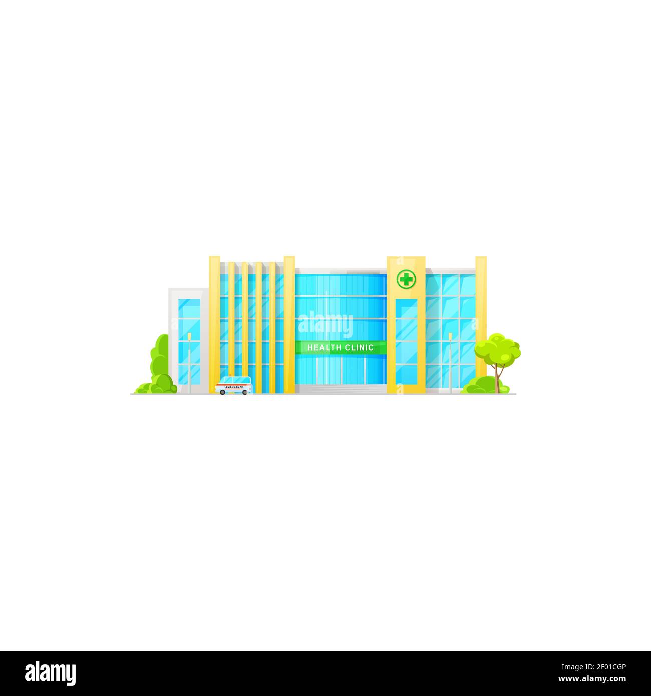 Health clinic, exterior of medical center isolated hospital building ...