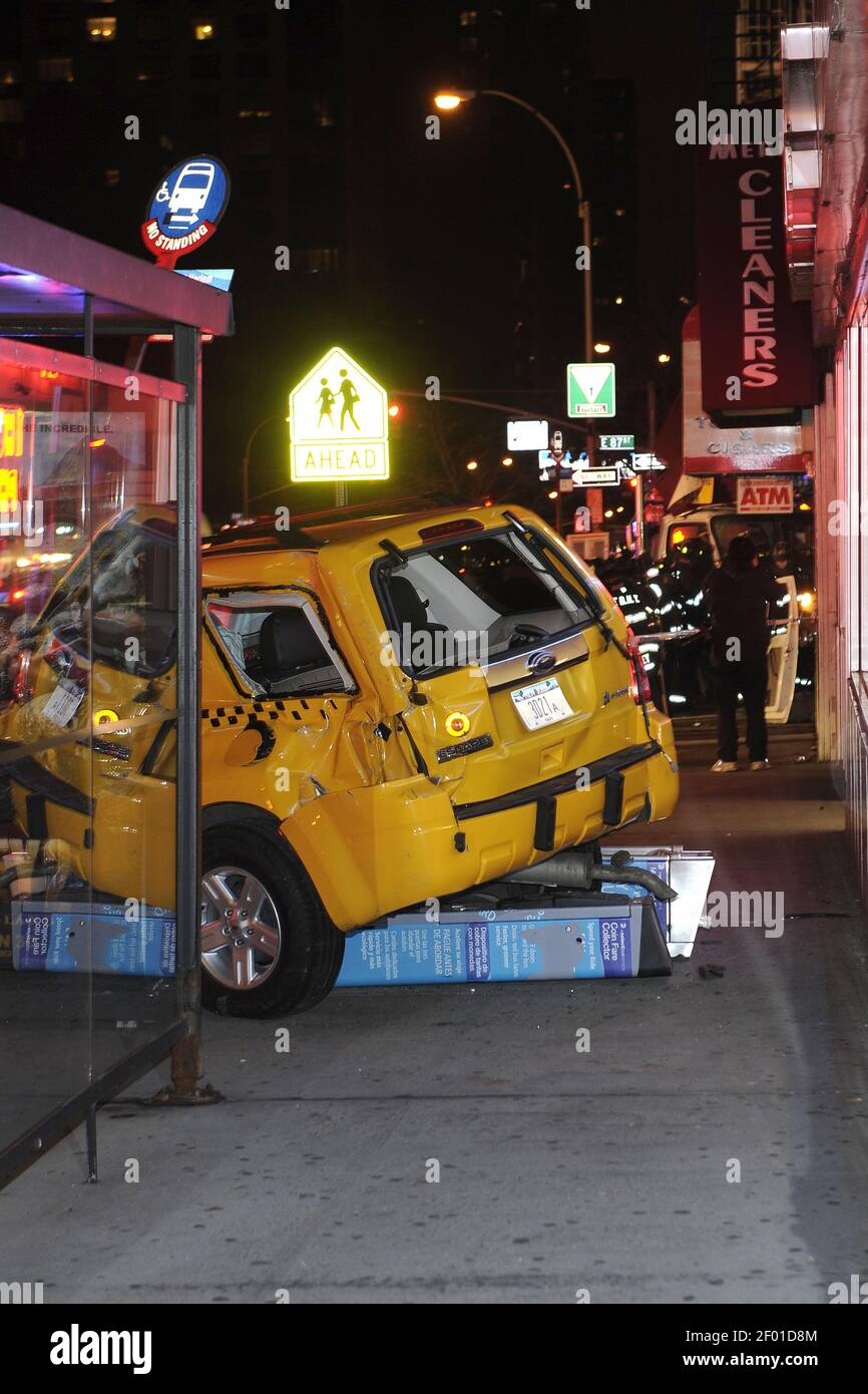 10 February 2012 - New York - A New York City taxi cab rest on the side ...