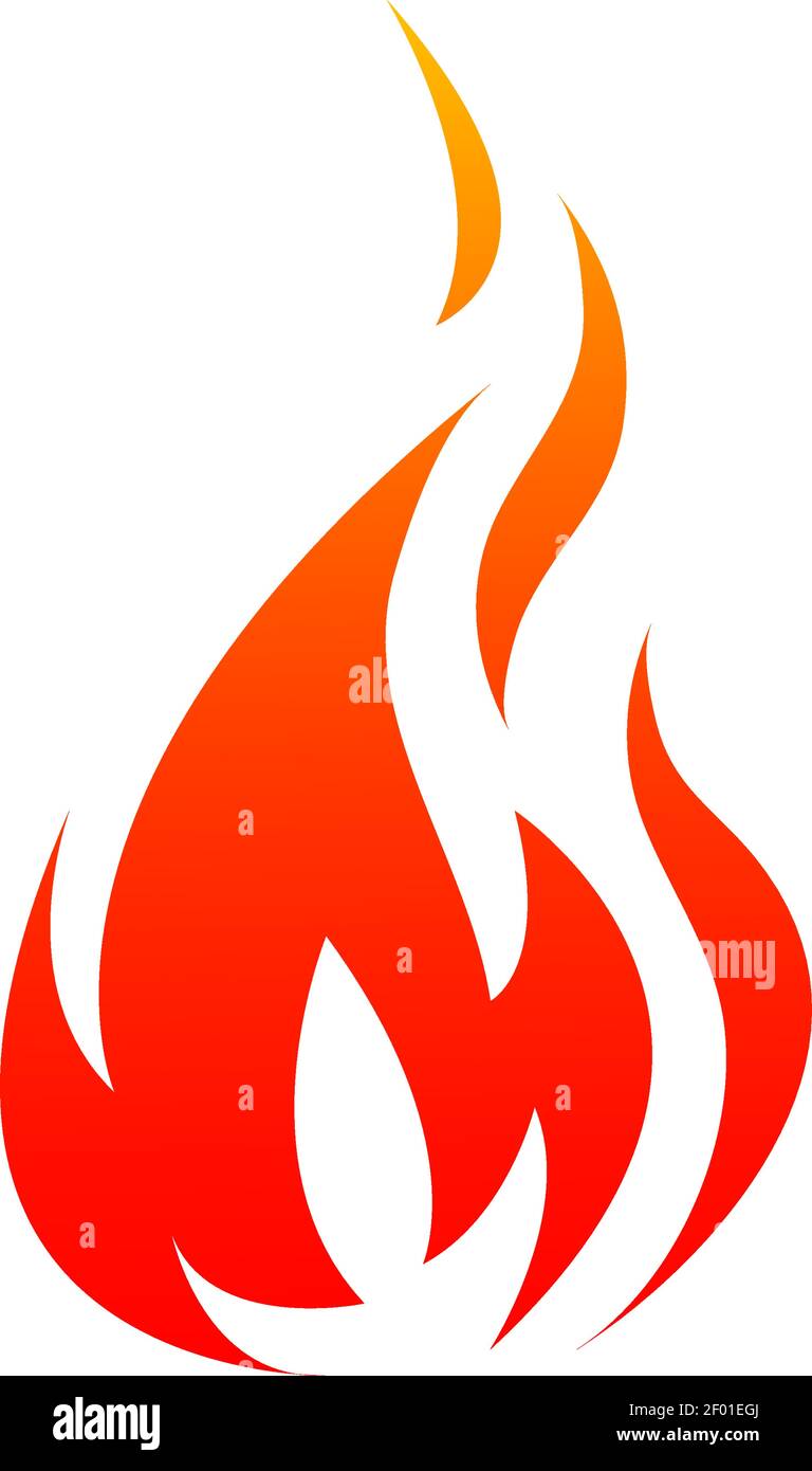 Flaming fire isolated icon. Vector burning bonfire or campfire, hot ...