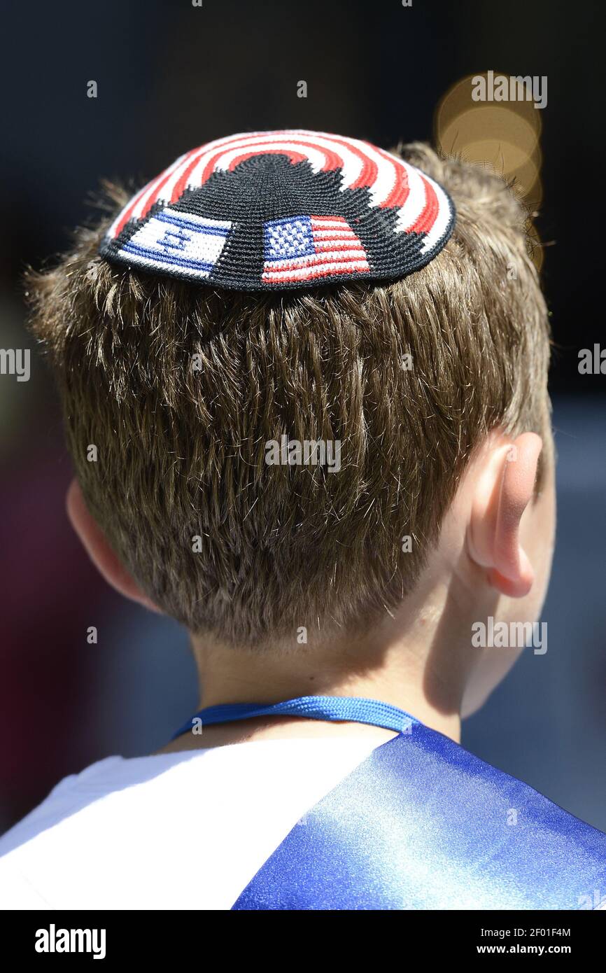 02 Jun 2012 - New York - A young boy wears a Yalmulka (skullcap worn by ...