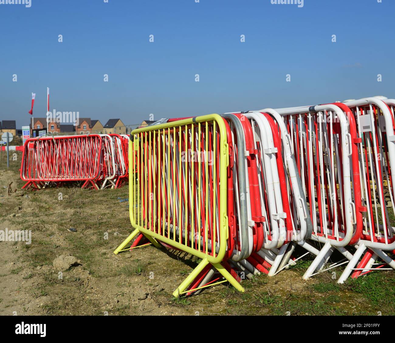 Cambridge, Uk, 06-02-2021. A cluster of Temporary security barriers ...