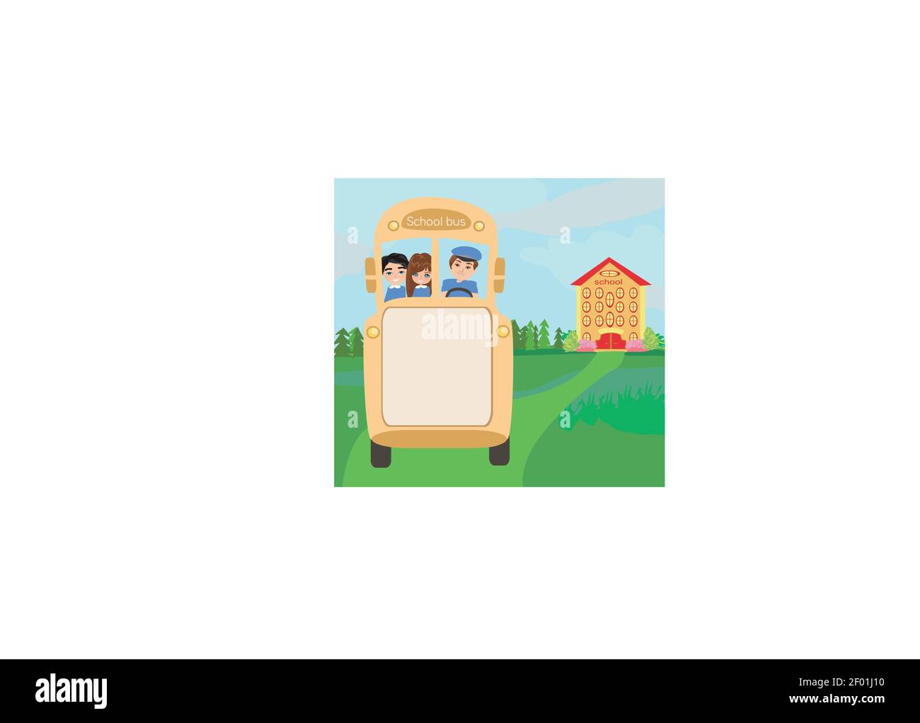 School bus with happy children - frame with space for text Stock Vector ...