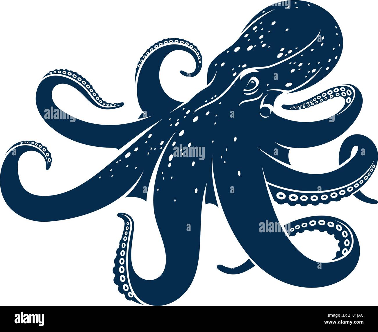 Octopus, eight-limbed mollusk isolated marine animal. Vector underwater ...