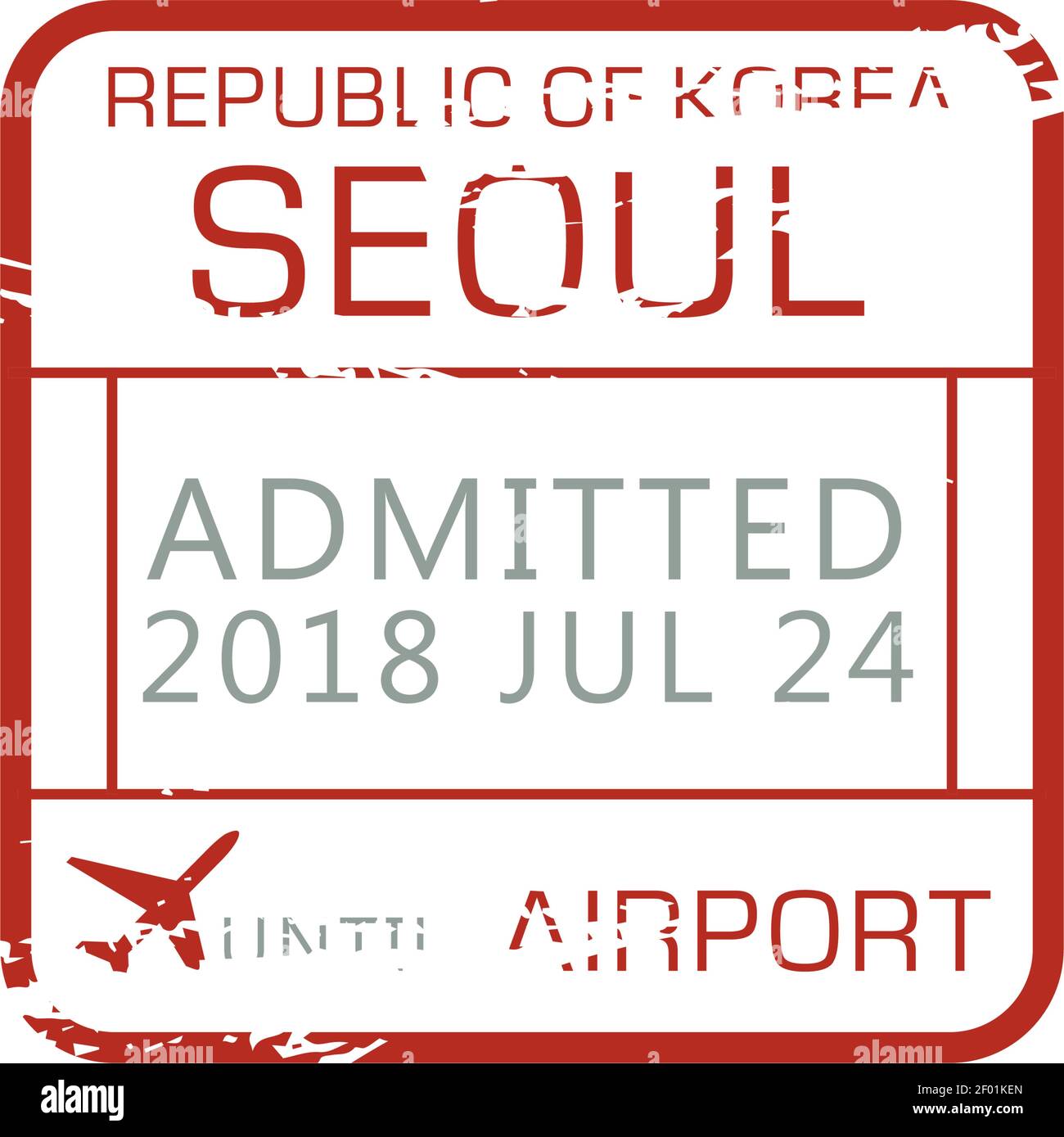 Seoul admitted stamp, airport border control of Korea Republic. Vector ...