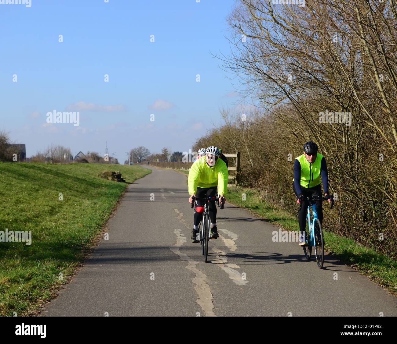 Cambridge, uk, Northstowe, 27-02-2021. Amature cyclists using the cycle ...