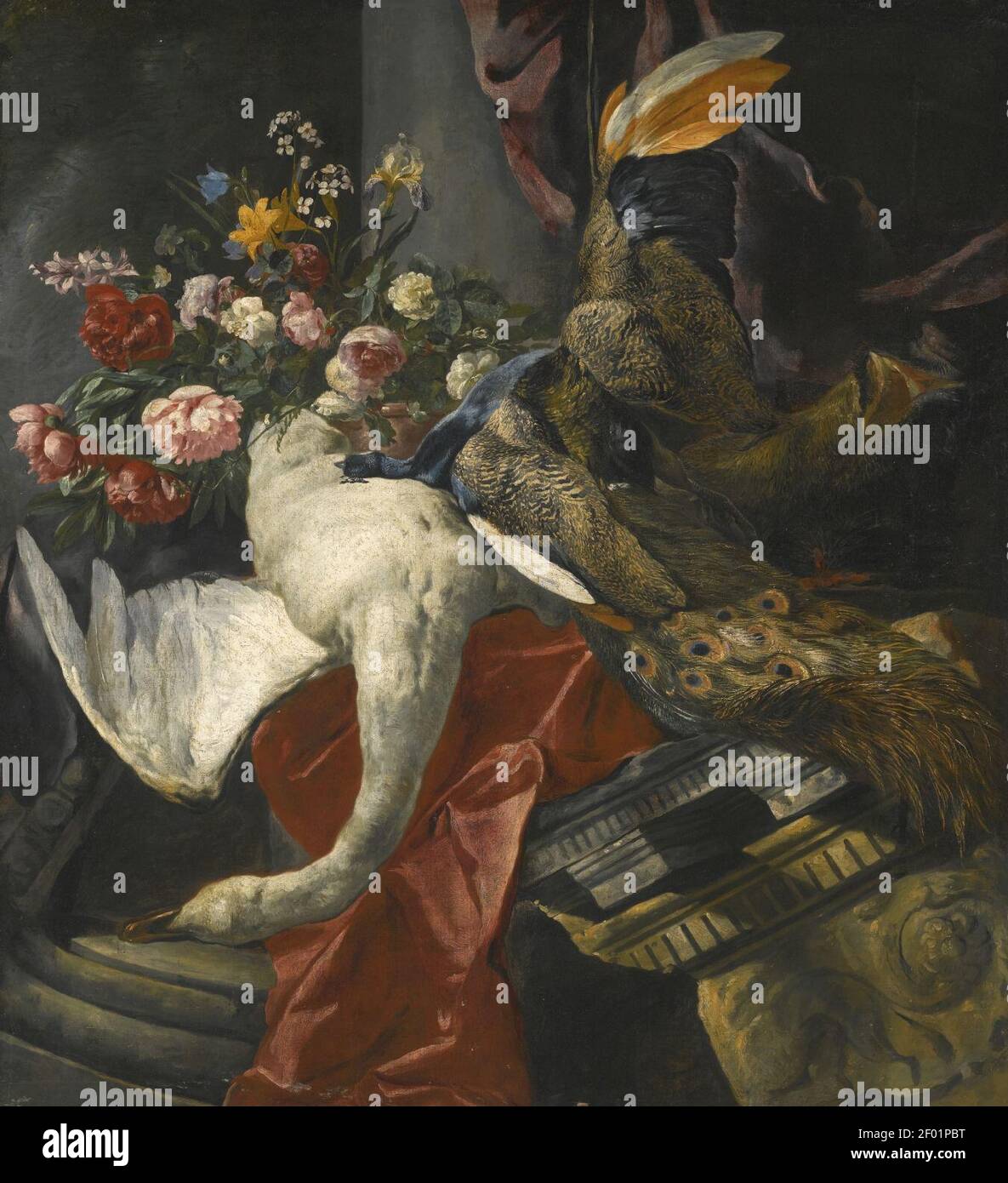 Pieter Boel - Still life of peonies, roses and other flowers in a ...