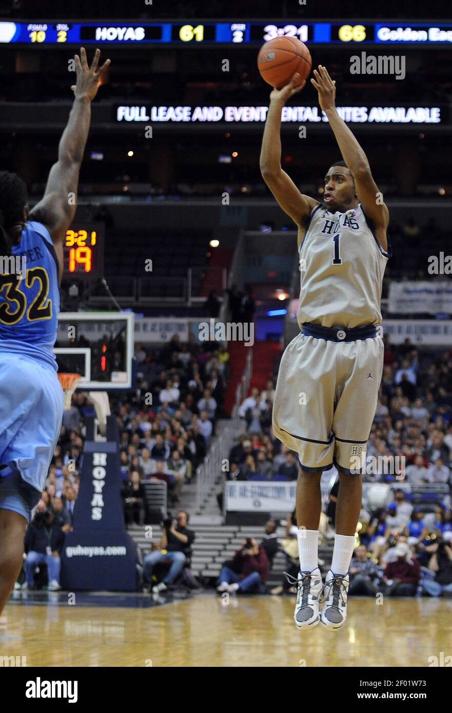 Georgetown forward Hollis Thompson (1) hits a three-point shot in the ...
