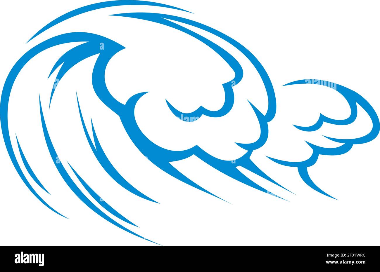 Hurricane on sea or ocean, storming waves isolated blue water splashes ...