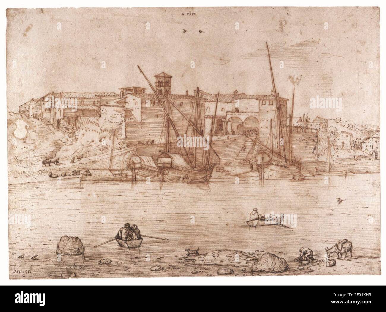 Pieter Bruegel the Elder - ca. 1552-54 - Ripa Grande in Rome Stock ...