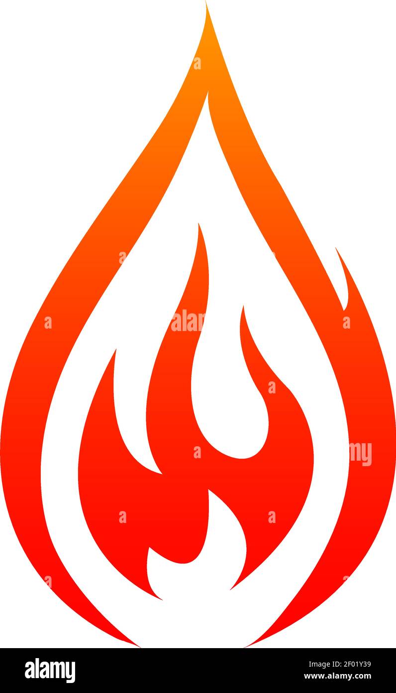 Fire with sparks isolated icon. Vector blazing burning flames, bonfire ...