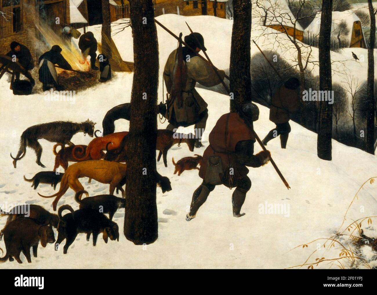 Pieter Bruegel the Elder - Hunters in the Snow (Detail, Hunters Stock ...