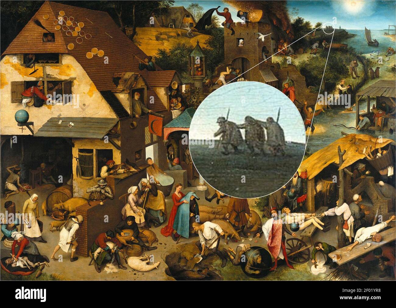 Pieter Bruegel the Elder - Netherlandish Proverbs - detail of blind men ...