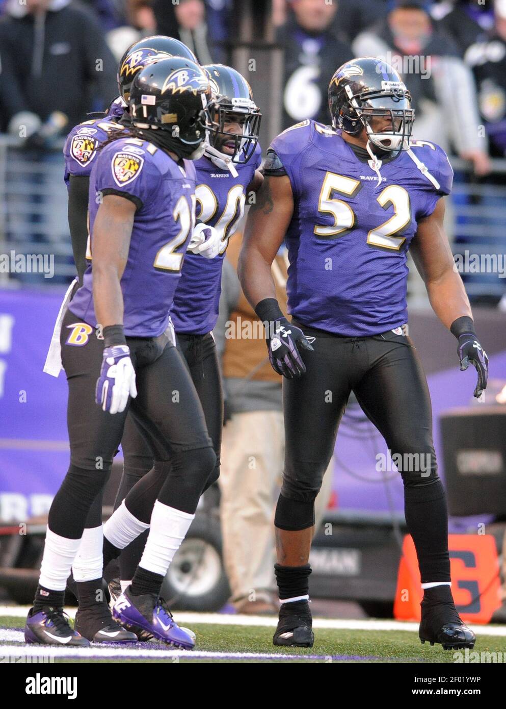 Baltimore Ravens free safety Ed Reed (20) is helped from the field by ...