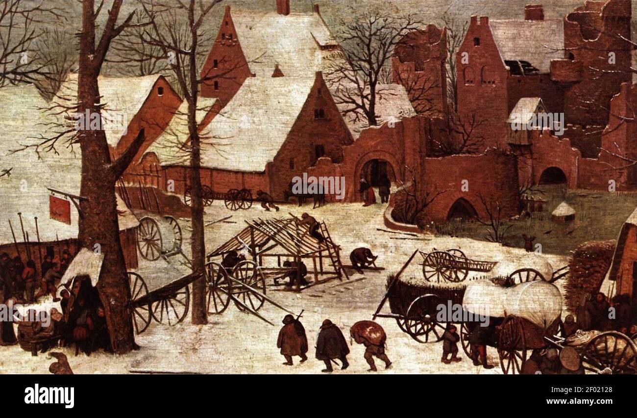 Pieter Bruegel the Elder - The Census at Bethlehem (detail Stock Photo ...