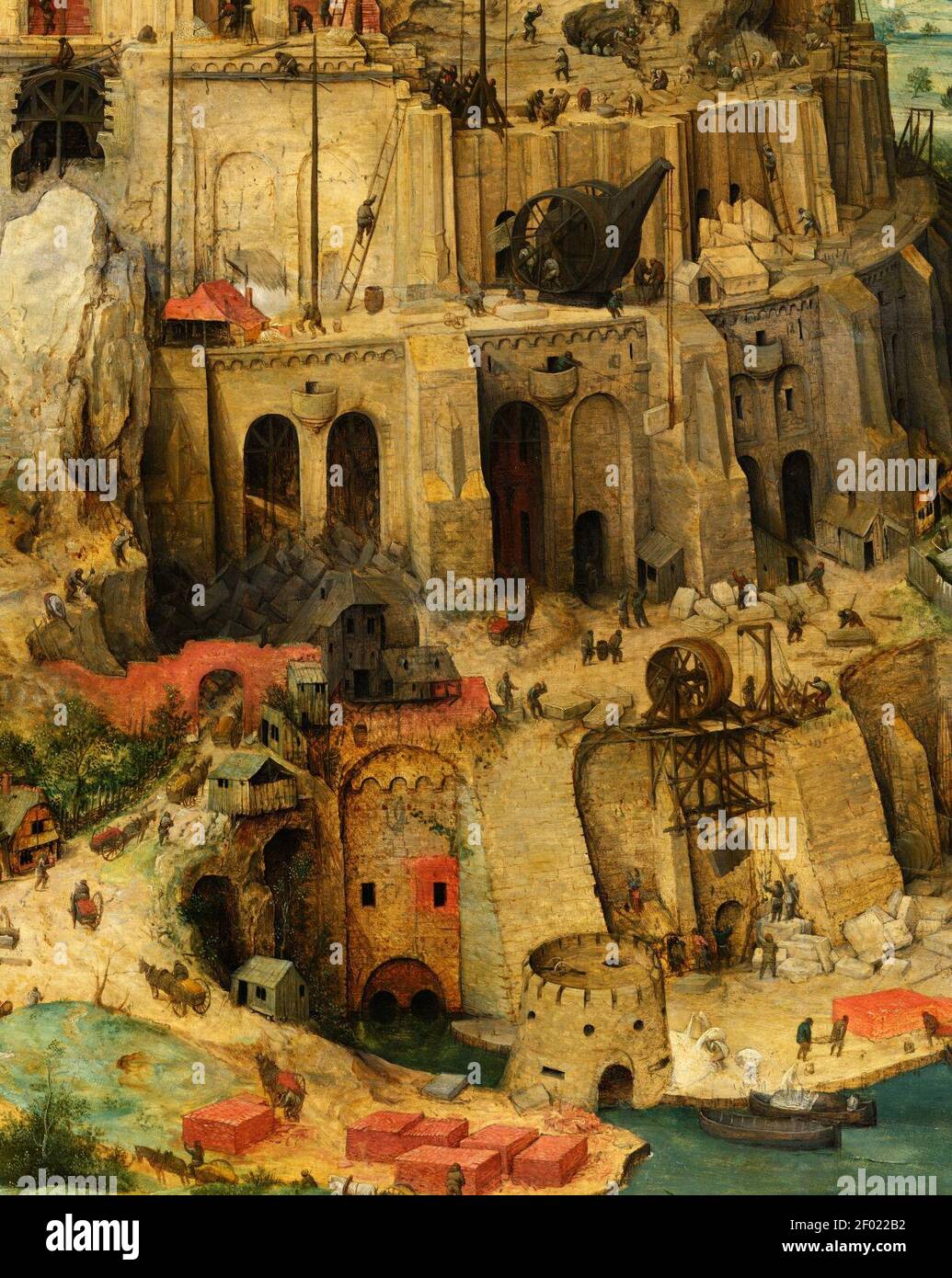 Pieter Bruegel the Elder - The Tower of Babel (detail tower lower right ...