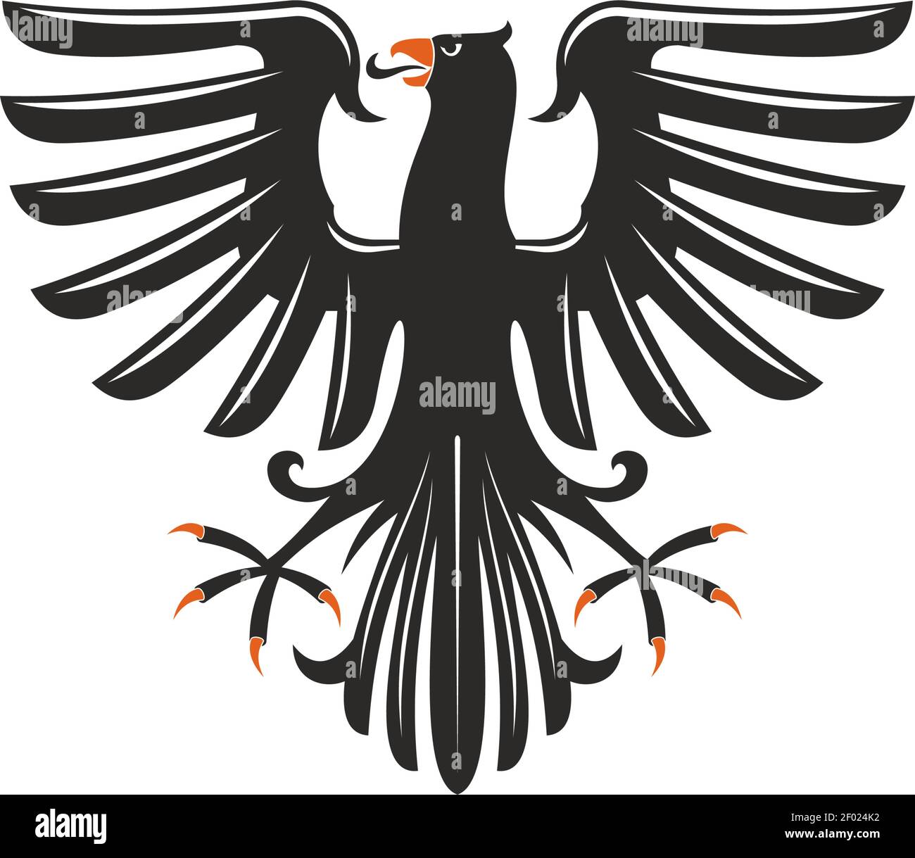 Heraldic eagle isolated bird with open wings. Vector black falcon or ...