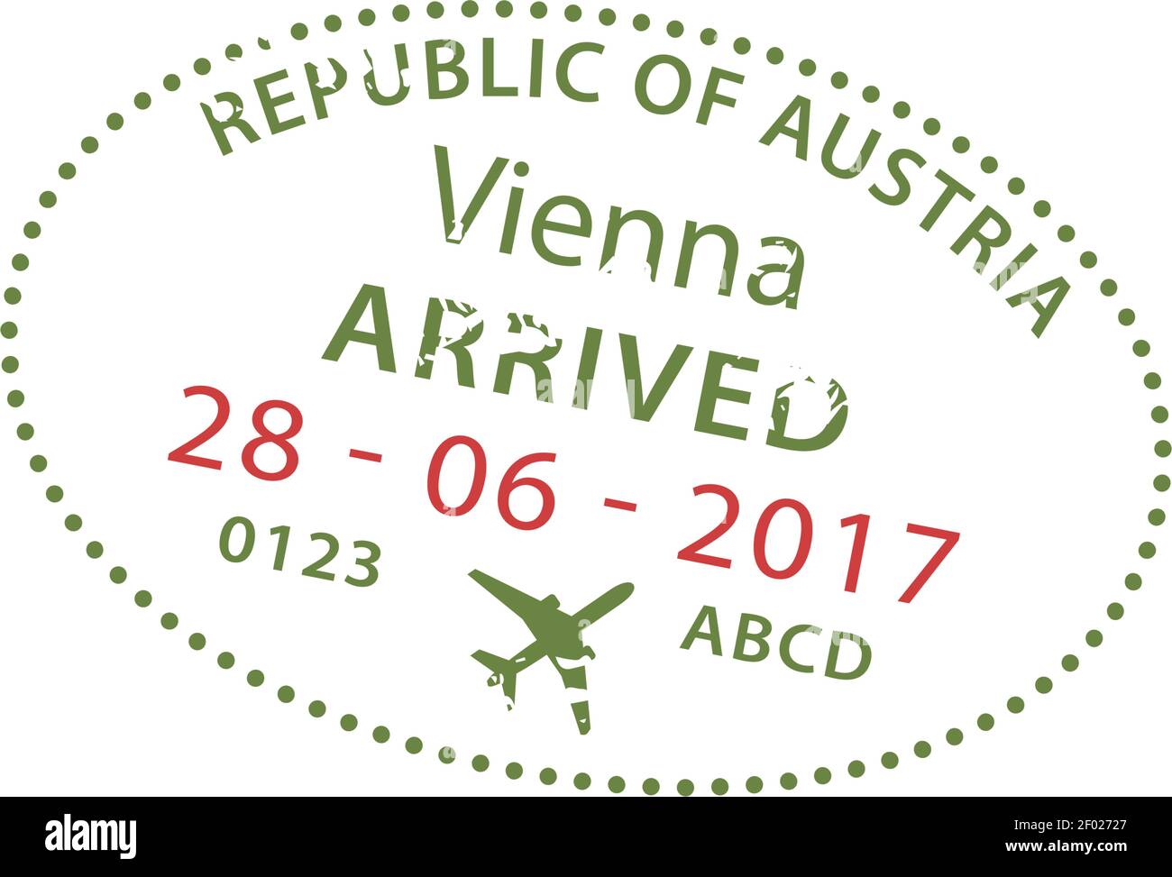 Vienna arrived visa stamp isolated. Vector republic of Austria border ...