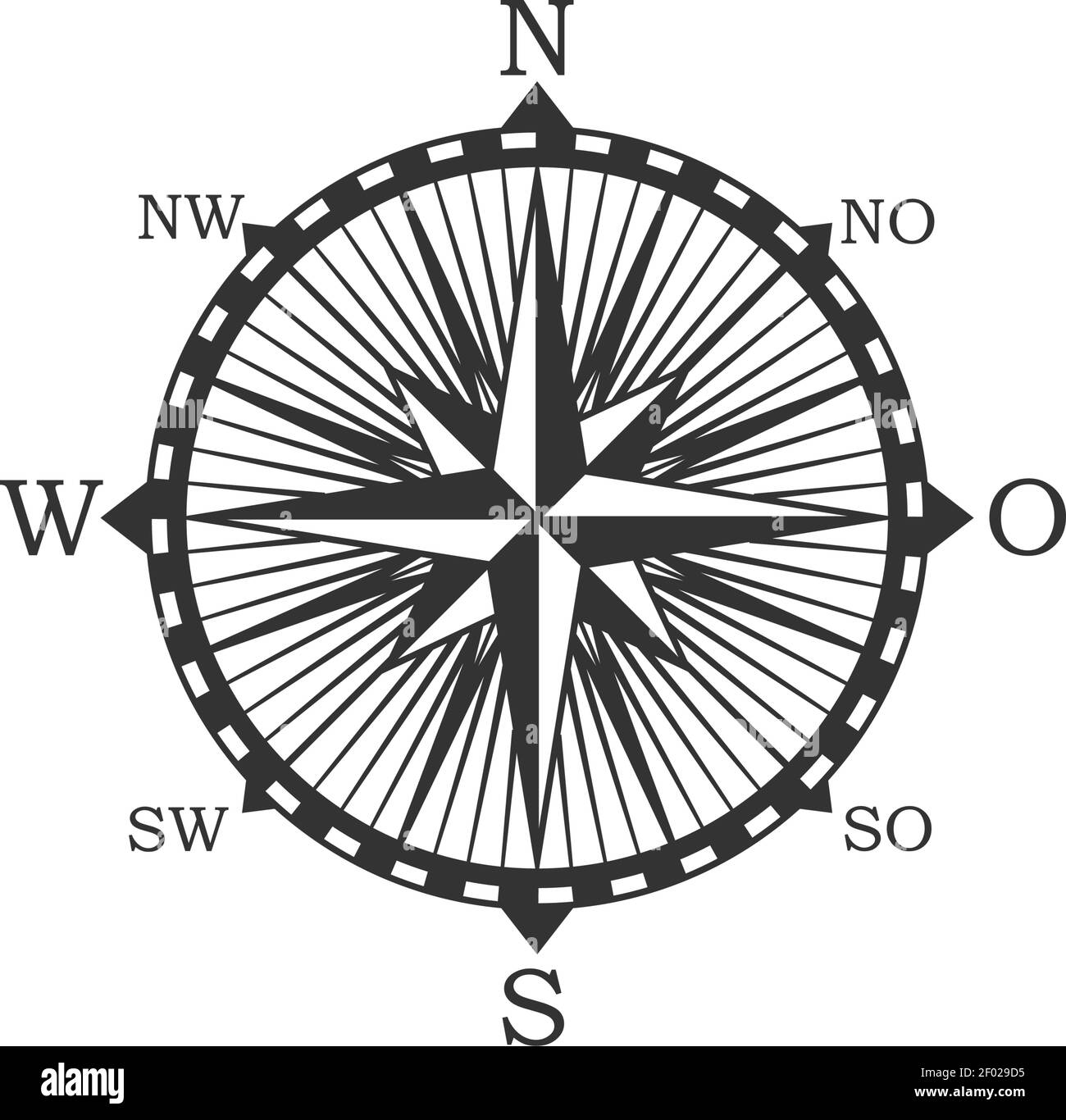 Compass symbol and sign, isolated vector marine navigation element ...