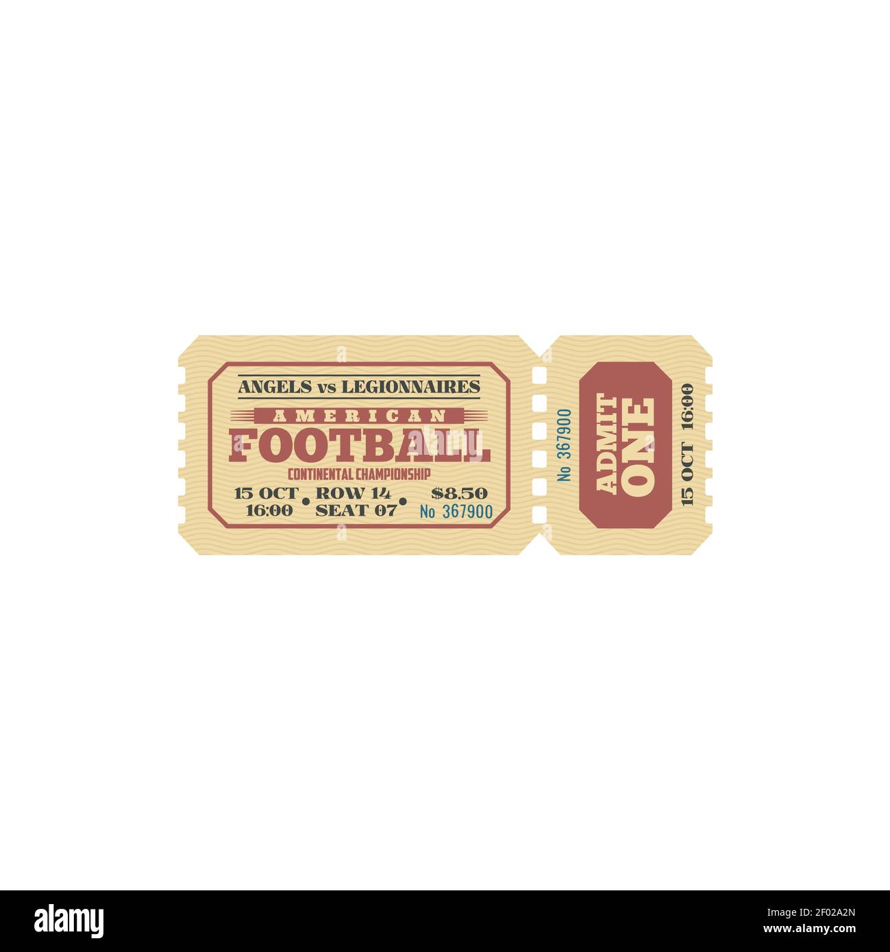 Pass on football stadium isolated ticket template. Vector invitation on ...