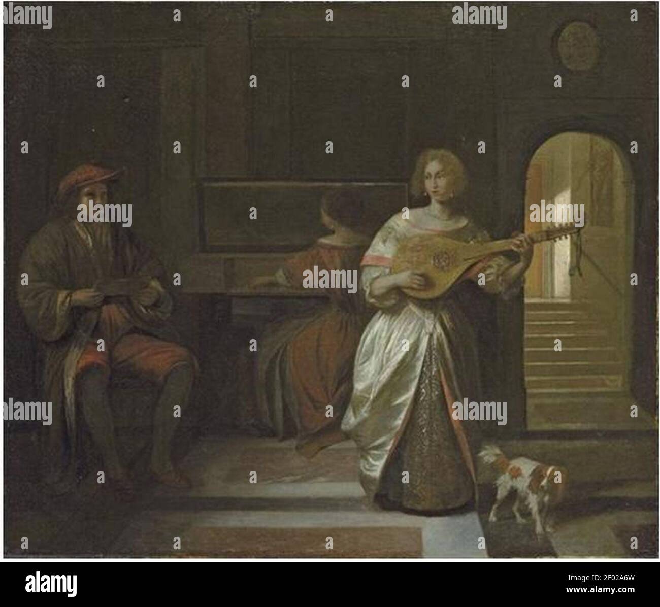 Pieter de Hooch - A Musical Company with Three Figures Stock Photo - Alamy
