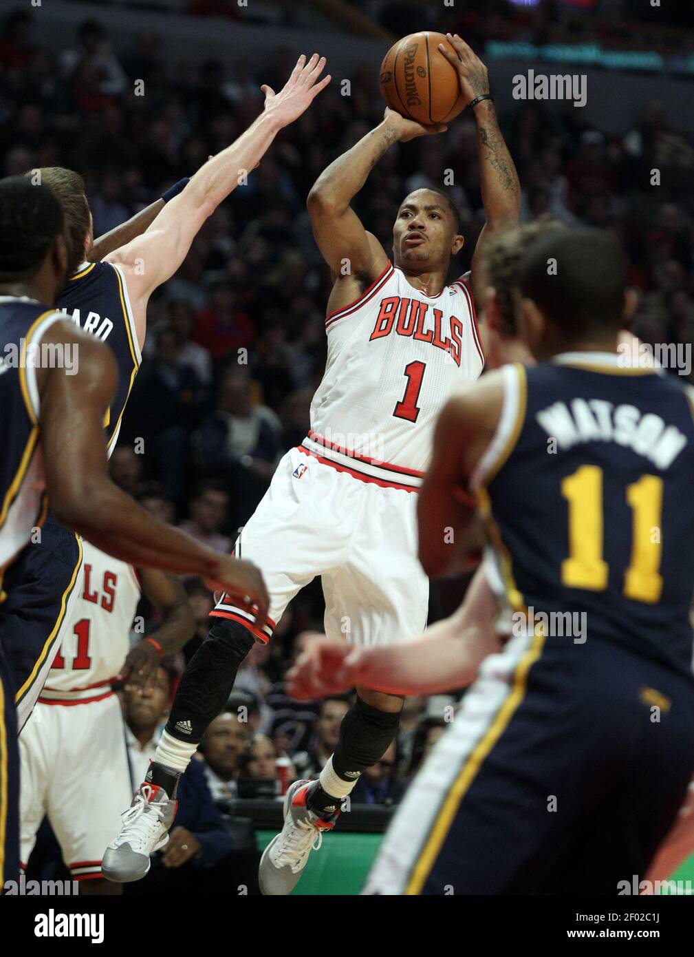The Chicago Bulls' Derrick Rose (1) shoots a jumper in the first half ...