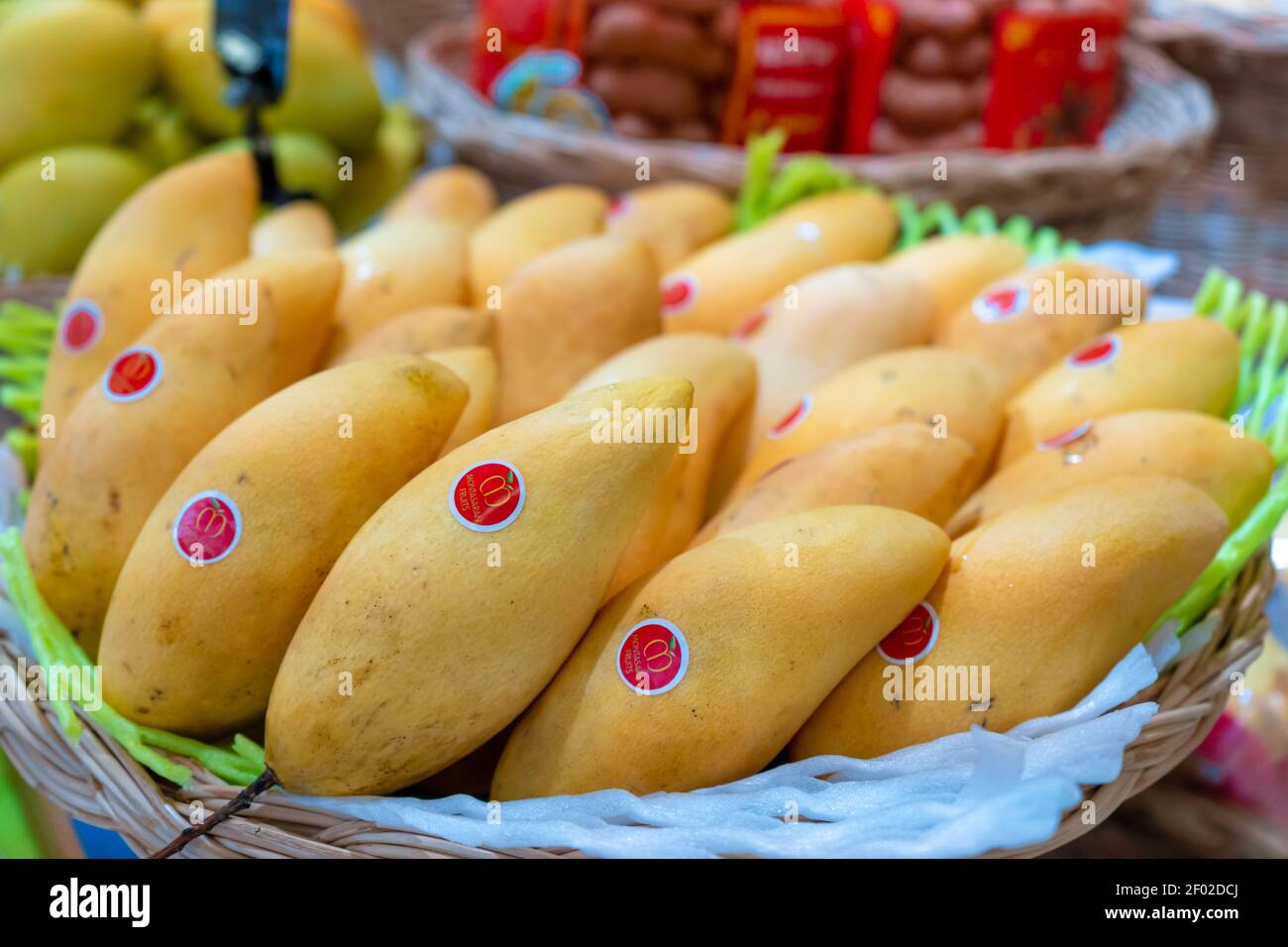 Royal mango fruits in the grocery store's vegetable section Stock Photo ...