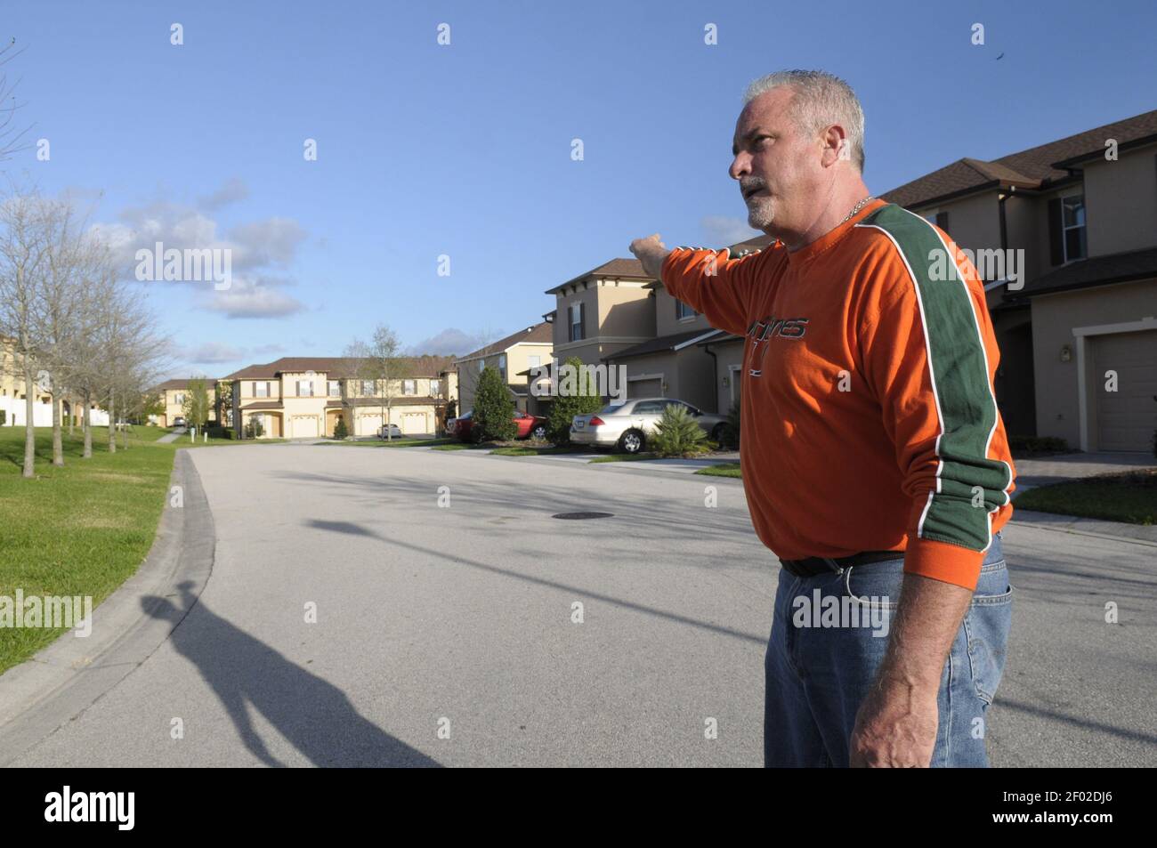Frank Taaffe shows the area, March 15, 2012, where Trayvon Martin, 17 ...