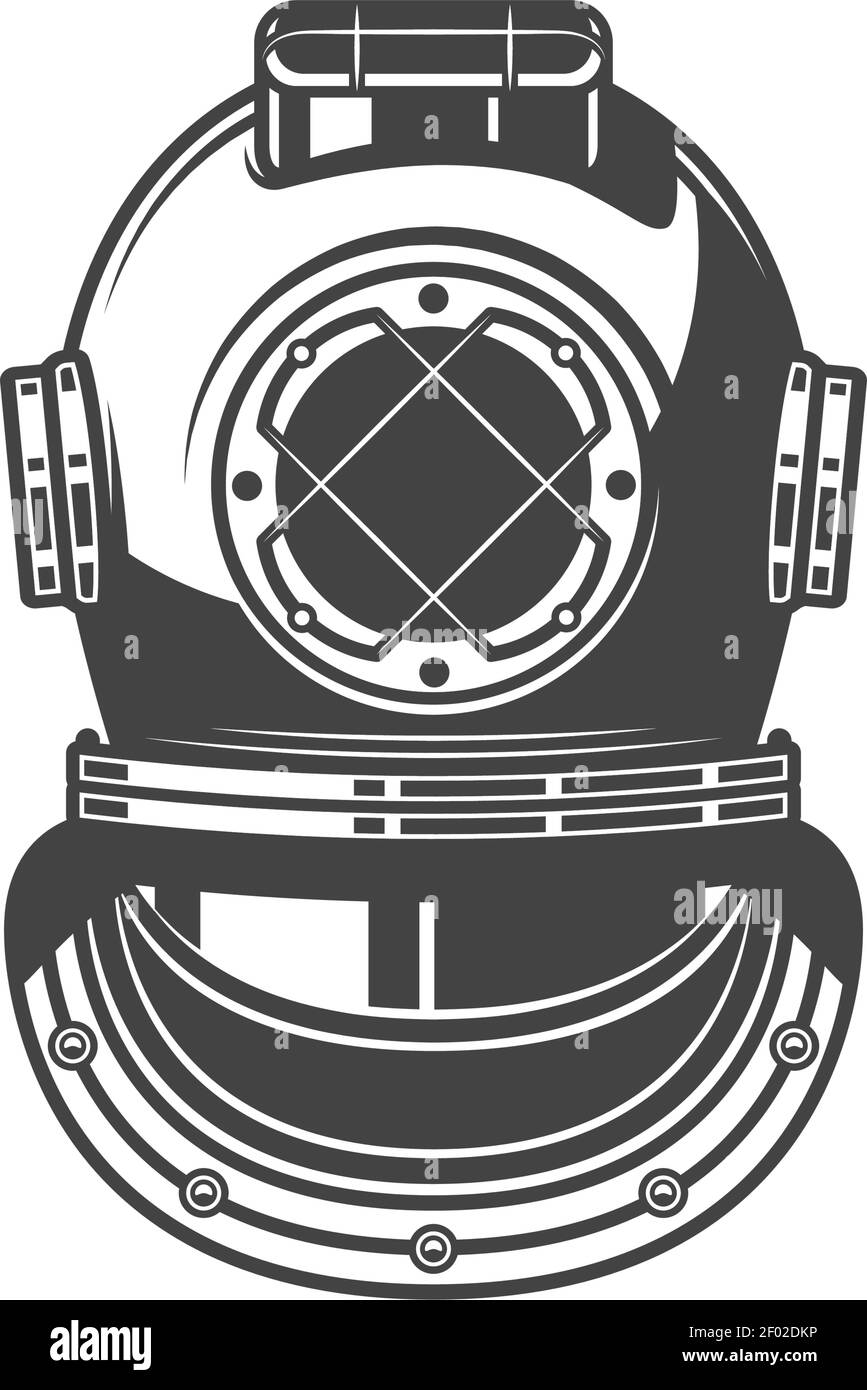 Retro diving helmet isolated old mask. Vector old-fashion equipment to ...