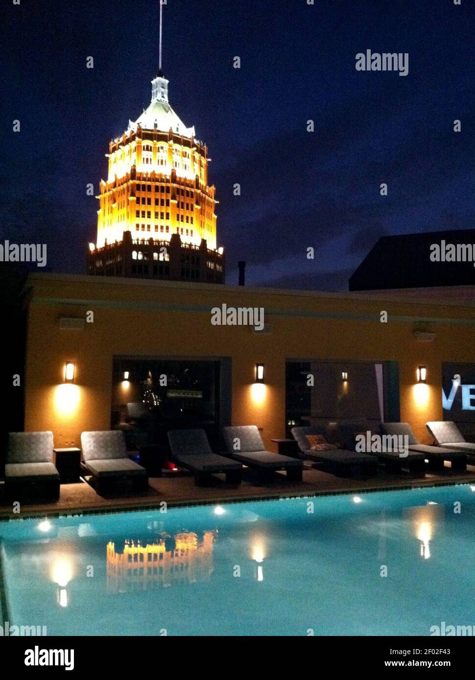 The Tower Life Building looms over the rooftop pool at the Hotel ...